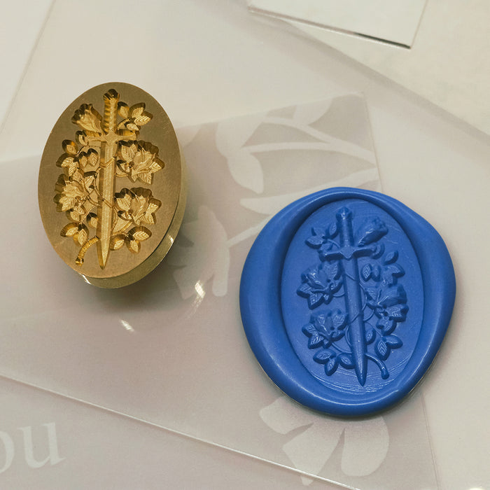 Sword with Roses Wax Seal Stamp - Invitation｜AMZ Deco