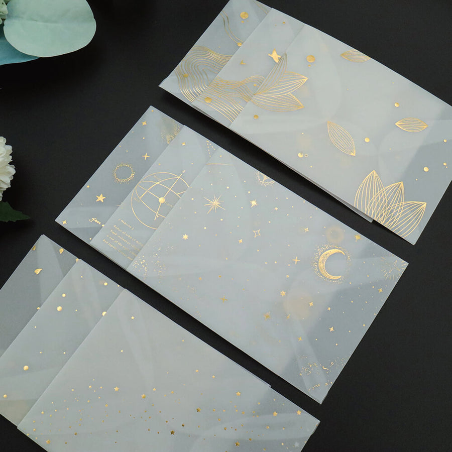 Gold Foiled Vellum Paper Envelope Set - Gift Ideas | AMZDeco